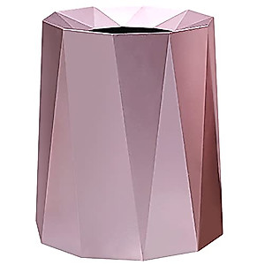 Luxurious Nordic Trash Can - Open Top Geometric Garbage Can - Double Barrel Trash Bin - Waste Basket w/ Removable Plastic Bin - Living Room, Bedroom, Bathroom Trash Can - 8L/2.1Gal Garbage Bin, Rose Gold