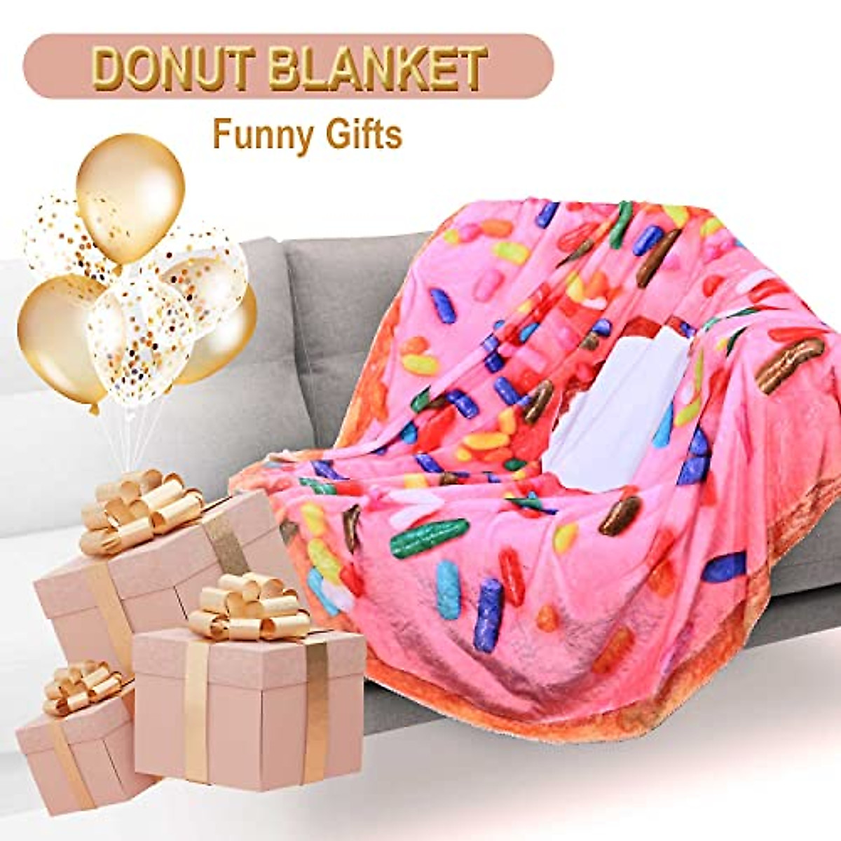RosieLily Round Food Donut Blanket Funny Blanket Novelty Blanket Donuts Blankets for Adults and Kids 60 inches Fun Blanket Fleece Throw Blanket Soft Blanket Fuzzy Flannel Blanket Novelty Gifts