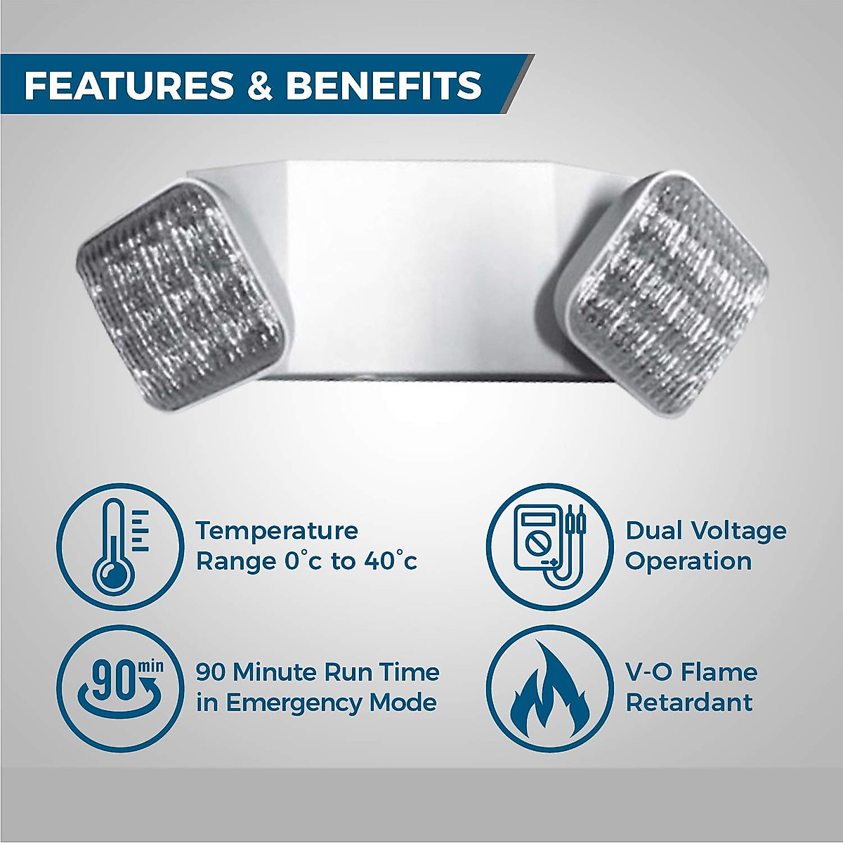 Ciata 2 Pack Led Emergency Lights with Battery Backup, for Home Power Failure, Hardwired with Adjustable Heads, Backup Battery, Emergency Lights for Business, Indoor Emergency Lights