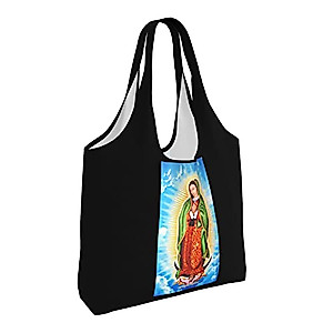 Guadalupe Virgin Canvas Shoulder Tote Bags Reusable Handbags Shopping Bag For Daily Women Or Men