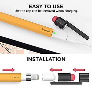 TRONWIN iPencil Case for Apple Pencil 1st Generation Sleeve Silicone Protective Cover Perfect Grip Skin Classic Design with Sturdy Clip Compatible with Apple Pencil 1st Generation (Yellow)