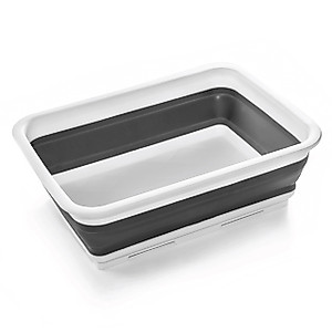 BINO Collapsible Wash Basin - Space Saving Portable Folding Dish Pan Dish Tub, White