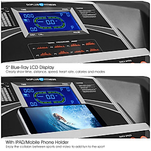 Goplus 2.25HP Electric Folding Treadmill with Incline, Walking Running Jogging Fitness Machine with Blue Backlit LCD Display for Home & Gym Cardio Fitness