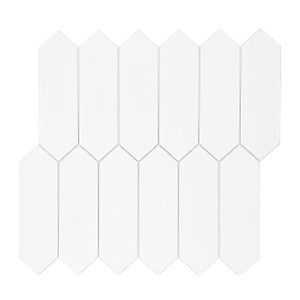 SUNWINGS Backsplash for Kitchen Peel and Stick, Stone Composite Self Adhesive Tiles Long Hexagon Mosaic Wall Tile, 12 Inch x 11.22 Inch 10 Sheets White