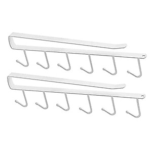 UgyDuky 2 Pack Multi-Function Under The Closet Hanging Organizer Insert Hanging Hanger Hook 12 Mugs Hooks Under Shelf Cupboard Shelf Wardrobe Coffee Cups Holder for Bar Kitchen Utensils (White)
