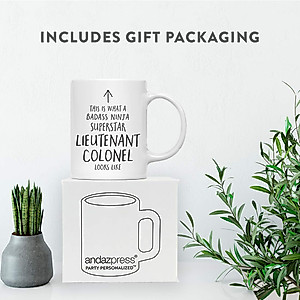 Andaz Press Funny 11oz. Ceramic Coffee Tea Mug Gift, This is What a Badass Ninja Superstar Lieutenant Colonel Looks Like, 1-Pack, Birthday Christmas Gift Ideas