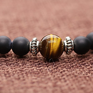 AmorWing Onyx Brown Tiger Eye 108 Mala Beads Wrap Bracelet Necklace