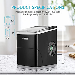 VIVOHOME Electric Portable Compact Countertop Automatic Ice Cube Maker Machine with Self Cleaning Function Visible Window and Hand Scoop Black 26.5lbs/Day