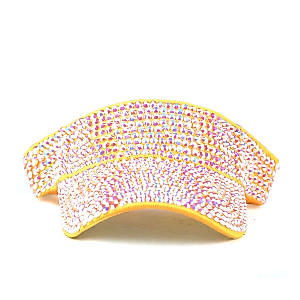 Gudessly Shiny Rhinestones Sport Sun Visor Adjustable Summer Cap Visor Caps for Women Men Yellow