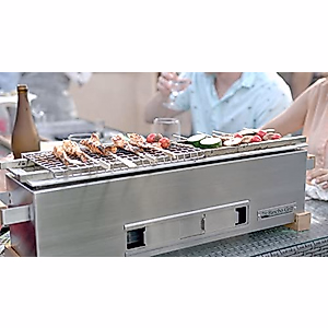 The Bincho Grill GR610S Yakitori Tabletop Charcoal Japanese Style Griller, Robata 24" Made in USA