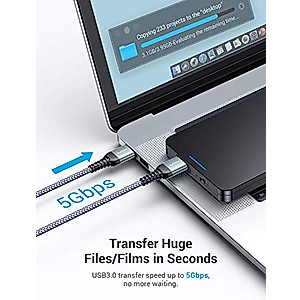 AINOPE 10FT USB 3.0 A to A Male Cable,USB 3.0 to USB 3.0 Cable [Never Rupture] USB Male to Male Cable Double End USB Cord Compatible with Hard Drive Enclosures, DVD Player, Laptop Cool-Grey