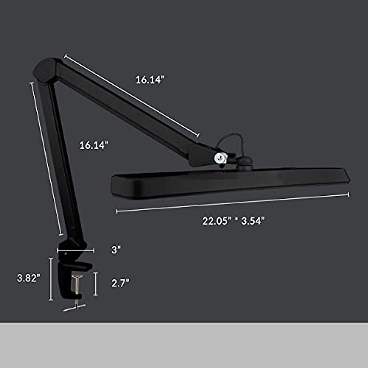 Neatfi (New Model) XL 2,500 Lumens LED Task Lamp with Clamp, 30W Super Bright Desk Lamp, 162 Pcs SMD LED, 22 Inches, Eye-Caring LED Lamp (Black)