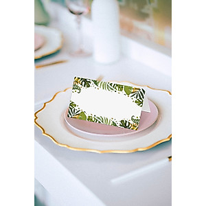Place Cards for Jungle Tropical Theme Party, Editable Name Place Cards, Seating Place Cards for Tables, Tent Style Cards for Baby & Bride Shower, Easy Folding, Pack of 25 Escort Cards(B15)