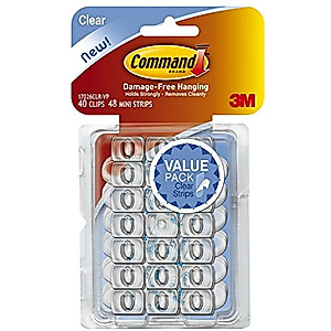 Command Mini Holiday Light Hooks V9XD2, Great for Holiday Lights, 60 Clips, 72 Strips, Value Pack