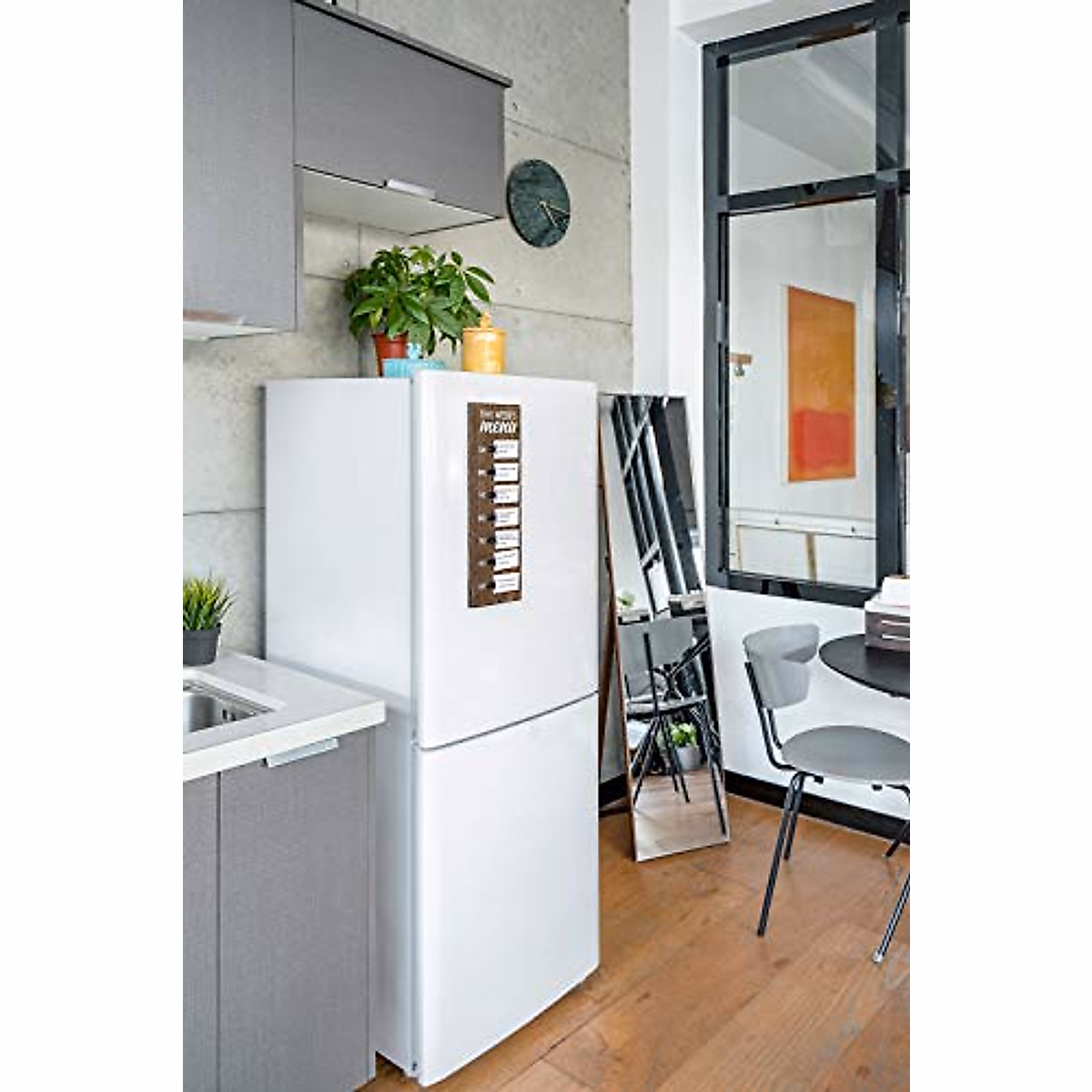 Dahey Menu Board for Kitchen Weekly Meal Planner Rustic Wood Board with Clips, Farmhouse Signs Wall Decor, Chalkboard Display Fridge Decor, Brown, Small