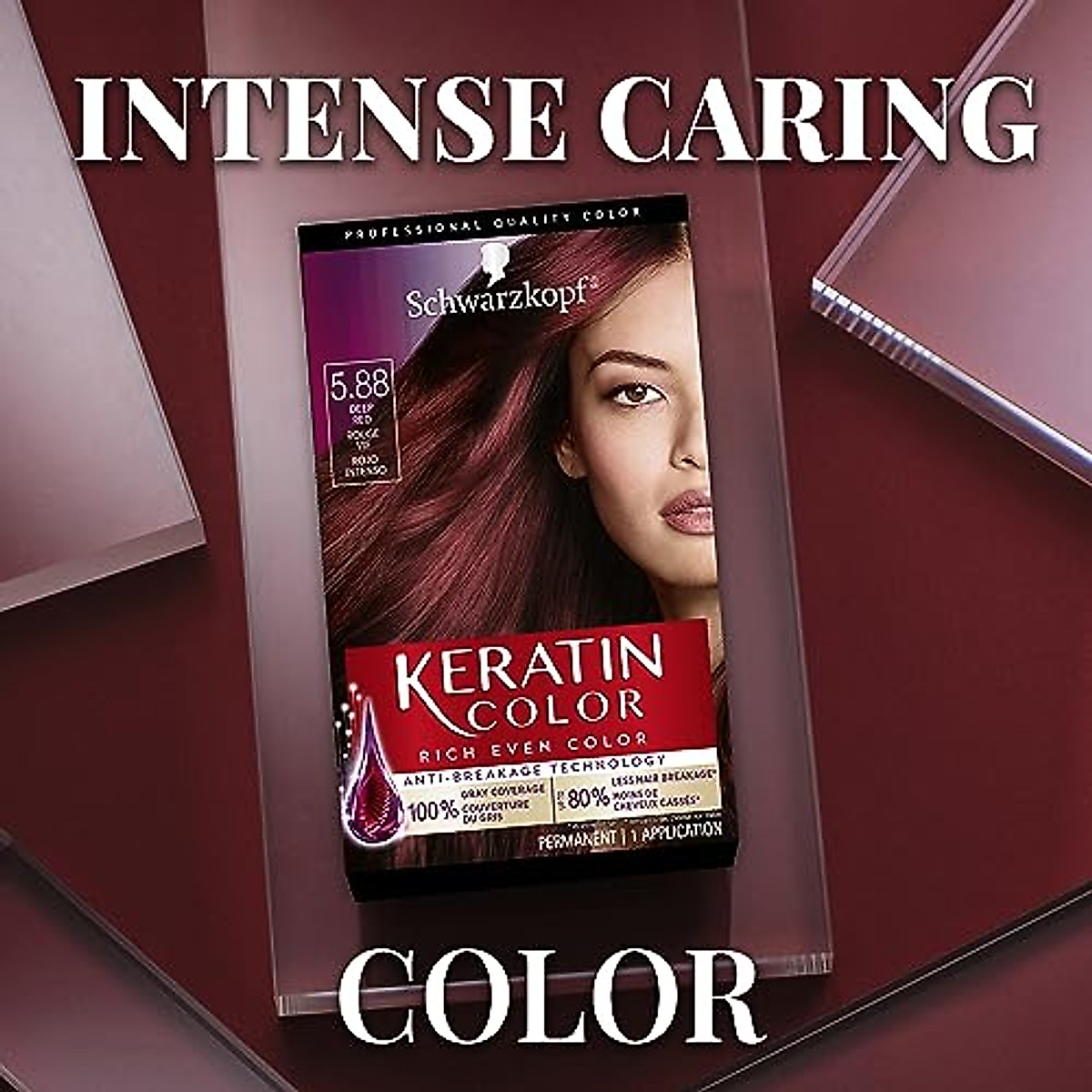 Schwarzkopf Keratin Color Permanent Hair Color Cream, 5.88 Deep Red, 1 Kit