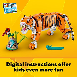 LEGO Creator 3 in 1 Majestic Tiger Building Set, Transforms from Tiger to Panda or Koi Fish Set, Animal Figures, Collectible Building Toy, Gifts for Kids, Boys & Girls 9 Plus Years Old, 31129