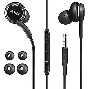 Samsung AKG Earbuds Original 3.5mm in-Ear Earbud Headphones with Remote & Mic for Galaxy A71, A31, Galaxy S10, S10e, Note 10, Note 10+, S10 Plus, S9 - Includes Includes 3.5mm to Type-C Adapter - Black