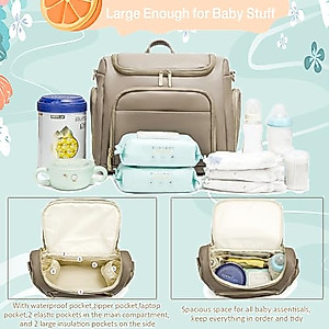 Leather Diaper Bag Backpack with Changing Pad - Multi-Function Large Capacity Baby Bag with Adjustable Shoulder Strap & Stroller Straps