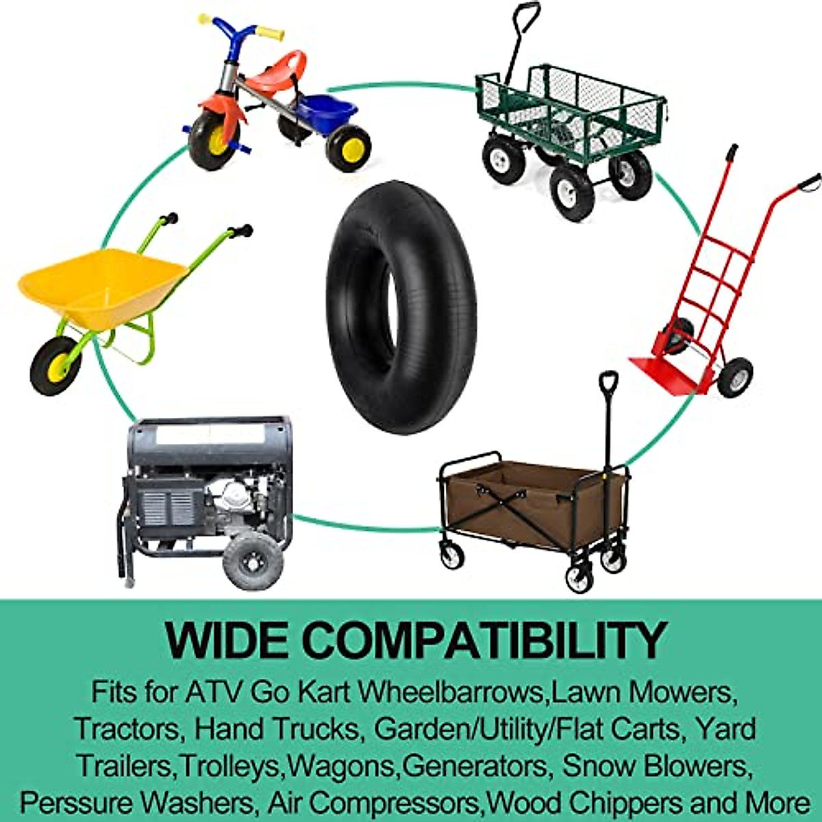 4.80/4.00-8" Replacement Tire Inner Tubes, 2Pcs Heavy Duty Tube for 4.80 4.00-8/480/400-8 Wheel, Wheelbarrow, Lawnmower, Trunk, Trailer, Tractor, Garden Utility Cart, Golf Cart, Dolly, Trolley, Wagon