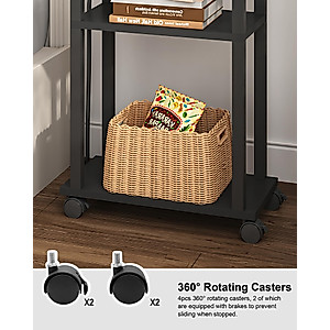 BEEWOOT Narrow End Table with Plug, Slim Side Table, Nightstand, 2-Tier Storage Shelf, Sofa Side Table for Small Space, Living Room, Bed Room BET01BK001