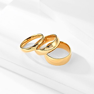 Wedding Bands for Men Women, Stainless Steel 8MM Polished Band Bands Rings for Boys/Girls Gold Size 8P 1/2