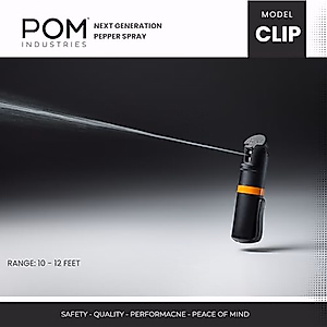 POM Pepper Spray Combo Pack Clip & Keychain - Maximum Strength OC Spray Self Defense- Tactical Compact & Safe Design - 25 Bursts & 10 ft Range - Stream Spray Pattern Black and Lime