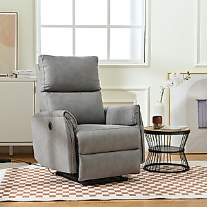 Prohon Recliner Chairs for Adults/Elderly, Upholstered Foam Lounge Single Sofa with USB Charging Ports, Home Theater Seating Power Rocker for Living Room, Gray