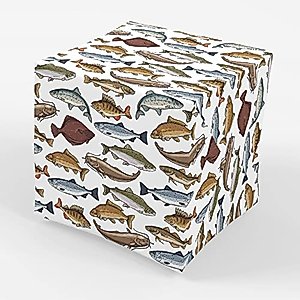 Stesha Party Fishing Gift Wrap Fish Wrapping Paper Men - Folded Flat 30 x 20 Inch - 3 Sheets