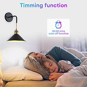 7PMBEANE Black Battery Operated Wall Sconce, Industrial Wall Sconce Set of 2, 13 RGB Cordless or Hardwired Wall Light Fixturewith Remote for Bedroom, Living Room, Hallway