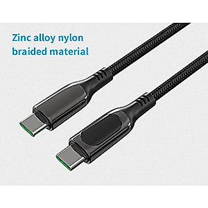 BoxWave Cable Compatible with Oculus Quest - PowerDisplay PD Cable (6ft) - USB-C to USB-C (100W), LED Display 6 Foot PD Braided Nylon Cable for Oculus Quest - Jet Black