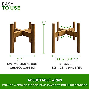 Adjustable Drink Dispenser Holder (6-11 Inch), Water Dispenser Stand - Fit Beverage Dispenser, 1-2 Gallon Glass Water Jar, 3-5 Gallon Water Jug Container, Water Filter Bottle, Water Crock Dispenser