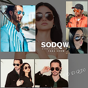 SODQW Aviator Sunglasses for Women Men Oversized with Metal Frame, Mirrored Polarized Aviator Sunglasses with UV Protection
