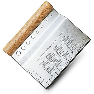 ALLTOP Dough Bench Scraper/Cutter/Chopper Stainless Steel Blade with Herb Stripper,Multipurpose Kitchen Pastry Tool with Scale Ruler - Leaf Remover - 1 Pack