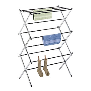 Whitmor 11-Bar Folding Clothes Top Shelf-Indoor and Outdoor-Chrome Drying Rack, 9 Hanging