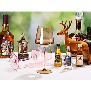 Physkoa Mothers Day Gifts for Mom Colored Wine Glasses Set 6, 16oz Long Stem Multi-Color Wine Glass-Colorful Wine Glasses for Christmas Celebrations-HandBlown|Durable|HandWash