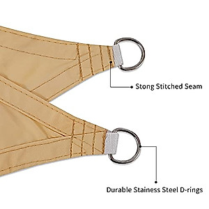 AOGESHI Shade Sail Waterproof Rectangle Sand 10'x13' Sun Shade 95% UV Block Awning for Outdoor Patio and Garden Yard Activitie