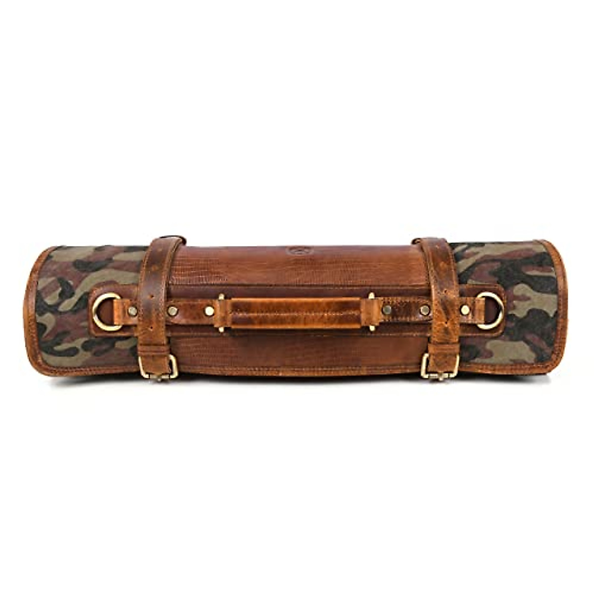 Leather Canvas Knife Roll Storage Bag Expandable 10 Pockets Detachable Shoulder Strap Travel-Friendly Chef Knife Case Roll By Aaron Leather Goods (Louisville, Canvas Leather)