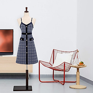 VINGLI Female Dress Form, Mannequin Torso Body with Adjustable Wood Stand for Dress Display Clothes Design, Pinnable Manikin (White, 6-8)