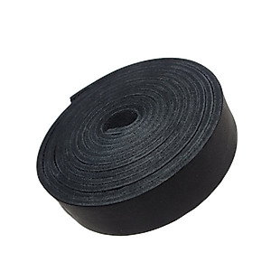 TOFL Genuine Top-Grain Leather Strap | 72 Inches Long | 7/8 Inch Wide | 1/8 Inch Thick (7-8 oz) | 1 Leather Strip for DIY Arts & Craft Projects, Clothing, Jewelry, Wrapping | Black