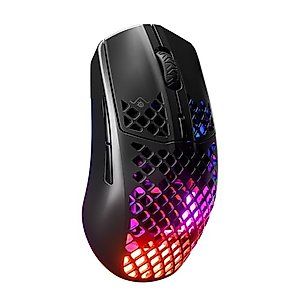 SteelSeries Aerox 3 Wireless - Holey RGB Gaming Mouse - Ultra-lightweight Water Resistant Design - 18K DPI TrueMove Air Optical Sensor- Onyx