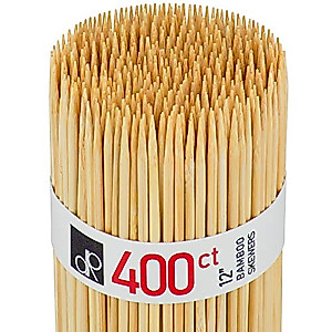 DecorRack 400 Natural Bamboo Skewer Sticks, Natural Wood Barbecue Skewers for Grilling, Kabob, Fruit, Appetizers, Cocktail, Brunch, Chocolate Fountain, BBQ Skewers, 12 inch (Pack of 400)