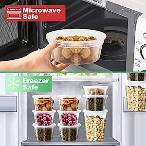 Loppdece 44 Sets Deli Containers with Lids,Plastic Deli Food Containers,Stackable Food Storage Soup Containers with Airtight Lids for Meal Prep Takeout,Freezer&Dishwasher Safe,BPA-Free (8oz,16oz,32oz)