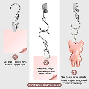 50 PCS S Hooks Curtain Clips Stainless Steel S Hooks Clip Lamp Hook Silver Metal Hanging Clips Hooks for Home Decoration, Outdoor Party Hanging Wire Holder Art Craft Display