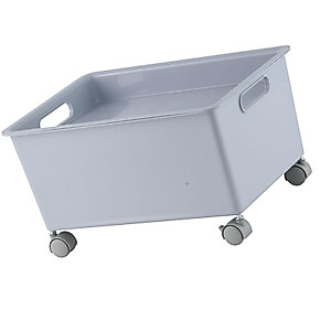 BORDSTRACT Storage Basket with Wheels, Portable Movable Roller Basket, Large Capacity PP Organizer Box, for Books, Clothes, Shoes, and More(gray)