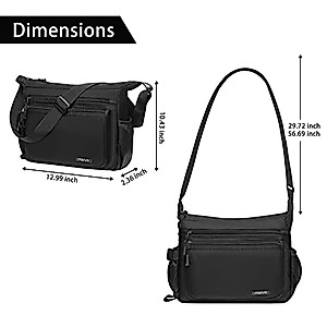 MOSISO Crossbody Bag Casual Shoulder Bag for Women Men, Waterproof Multifunction Handbag Travel Messenger Bag with 2 Horizontal Pockets, Black
