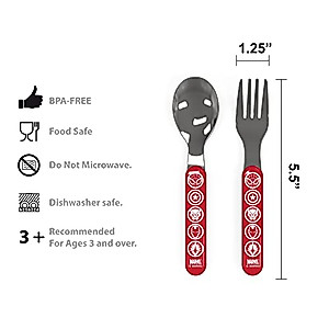 zak! Marvel Universe - 5-Piece Dinnerware Set - Durable Plastic & Stainless Steel - Includes Water Bottle, 8-Inch Plate, 6-Inch Bowl, Fork & Spoon - Suitable for Kids Ages 3+
