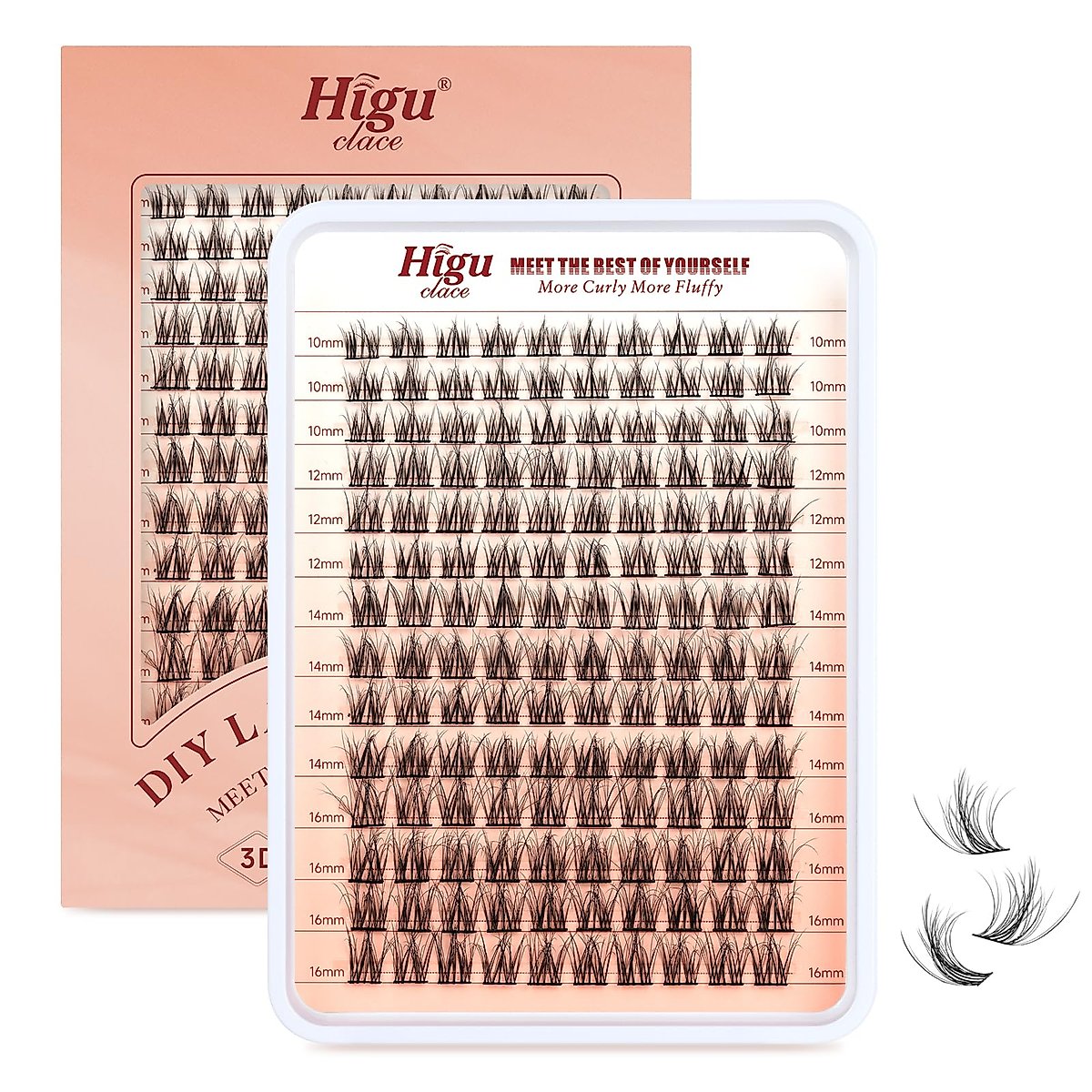 Higu clace Clusters Lashes 140PCS, DIY Eyelash Extensions 3D Fluffy Mixed 10-16mm Eyelash Clusters and Lash Bond and Seal & Cluster Lash Glue Remover