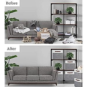 DECOMOMO 13 inch Cube Storage Bins 13 X 13 Storage Cubes, Fabric Cube Storage Bin for Clothes Toys Books Shelves Closet Bedroom Bathroom Nursery (Grey and White, 4pcs)