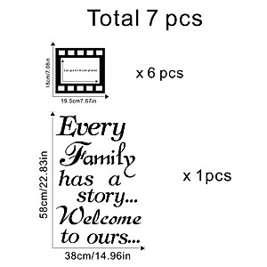 Every Family Has a Story,Family Wall Art Stickers Contains 6 Pcs 4x6in Picture Frame Wall Decor Stickers for Living Room Family Inspirational Wall Stickers Quotes